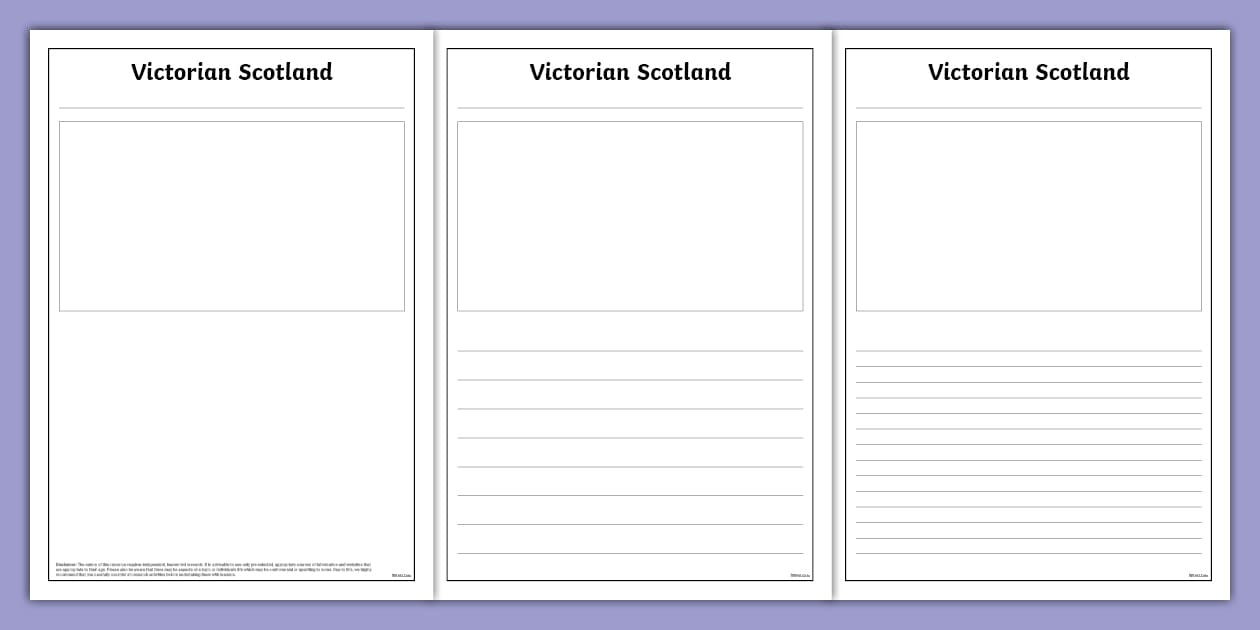 All About Victorian Scotland Research Writing Frames
