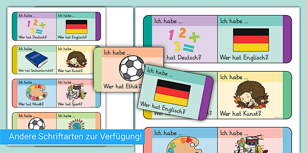DaZ: Schulfächer: Ich habe …, Wer hat…?- Spiel - Twinkl