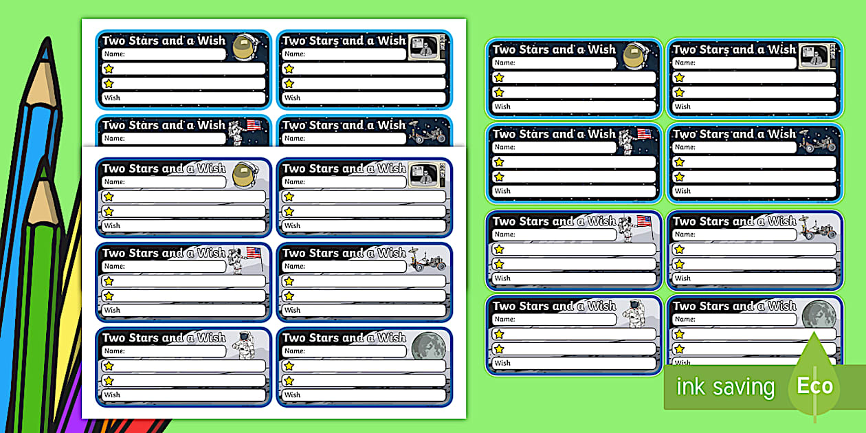 Moon Landing-Themed Two Stars and a Wish Comment Labels