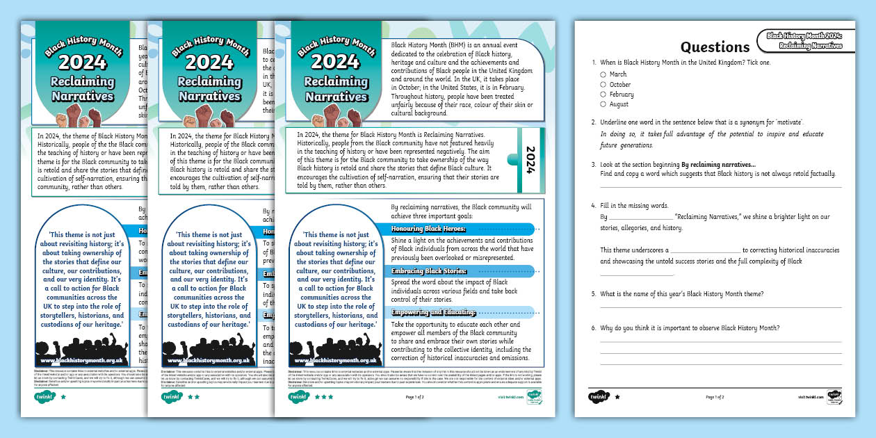 UKS2 Black History Month Differentiated Comprehension