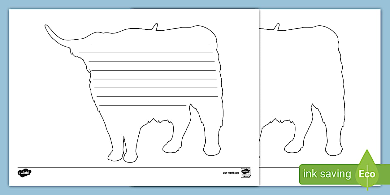 Highland Cow Writing Frame (teacher made) - Twinkl