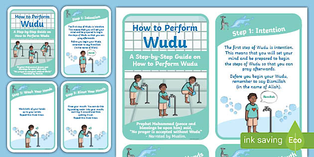 How to Perform Ablution (Wudu) Sequencing Flashcards (Boy)
