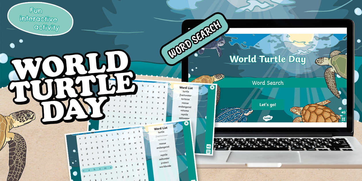 Interactive World Turtle Day Word Search (teacher made)