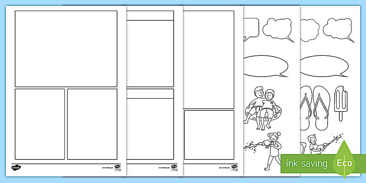 My Summer Holiday Comic Worksheet - Blank Comic Book Templates