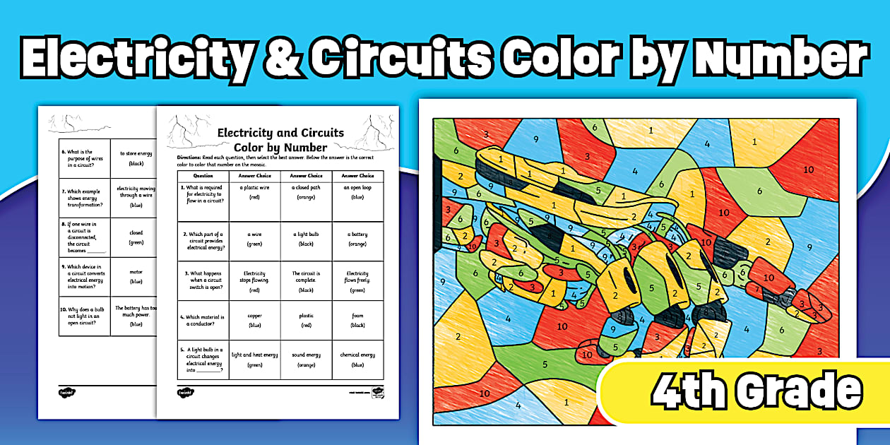 Fourth Grade Electricity and Circuits Color by Number