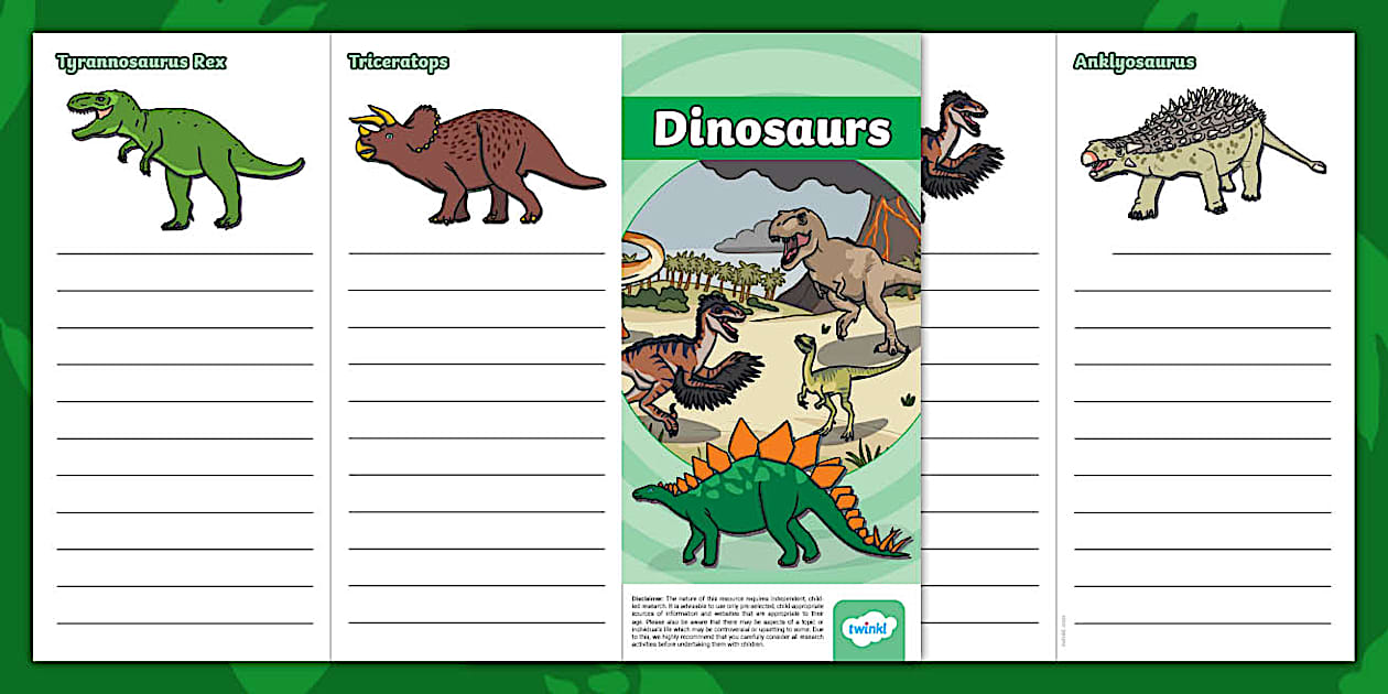 Dinosaurs Leaflet Template (teacher made) - Twinkl