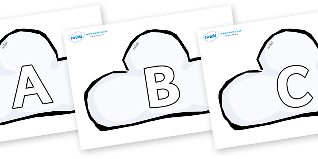 Cursive A-Z Alphabet on Weather Symbols (Cloud) - Twinkl