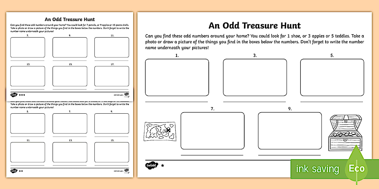 Middle Ability An Odd Treasure Hunt Worksheet - Twinkl