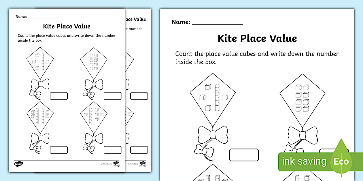Kite Place Value Activity Sheet (teacher made) - Twinkl