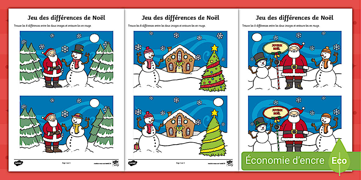 Jeu des différences de Noël (teacher made) - Twinkl