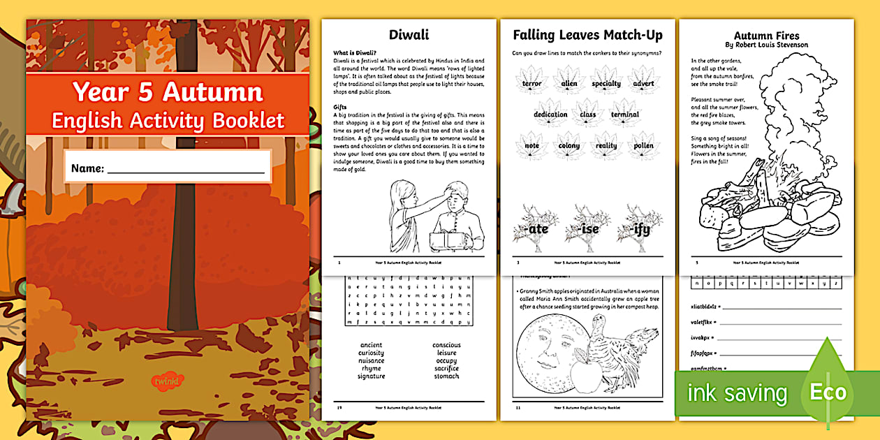 Editable Year 5 Autumn English Activity Booklet - Twinkl
