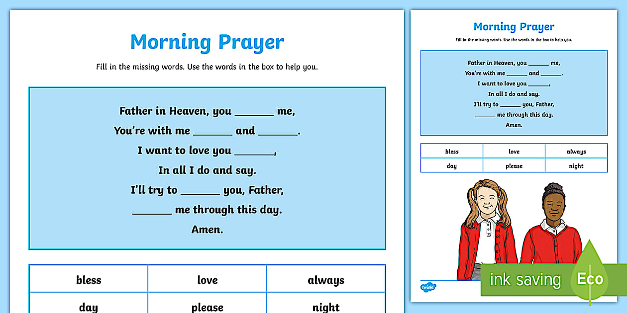 Morning Prayer Worksheet - Twinkl