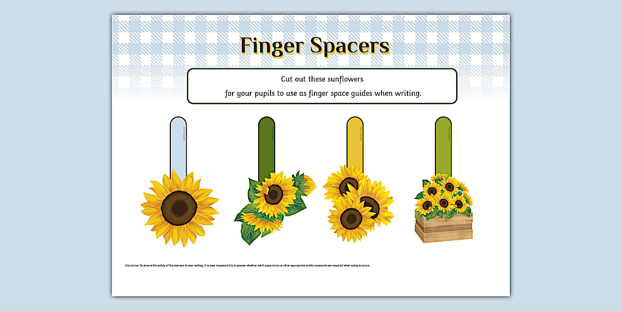 Sunflower-Themed Finger Spacers (teacher made) - Twinkl