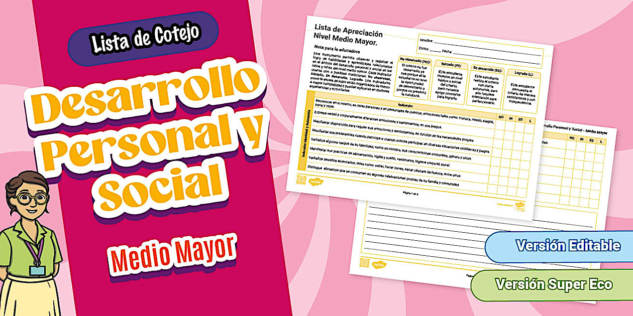 Lista | Apreciación| Desarrollo| Personal | Social