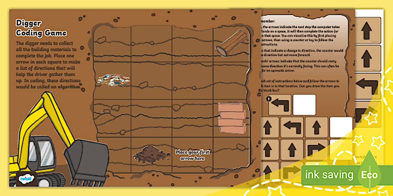 Digger Coding Game (teacher made) - Twinkl