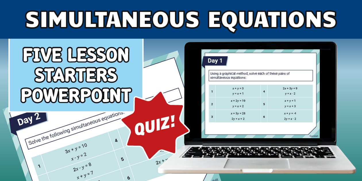 Simultaneous Equations - Five Lesson Starters PowerPoint