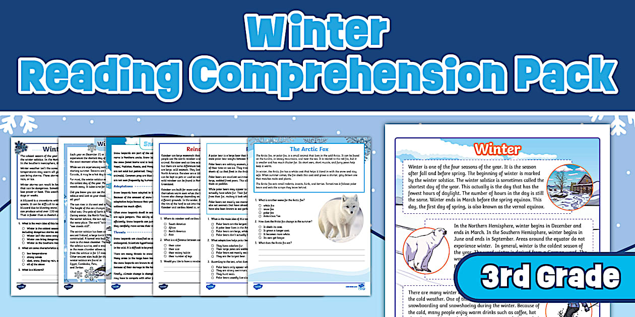 Third Grade Winter Reading Comprehension Pack