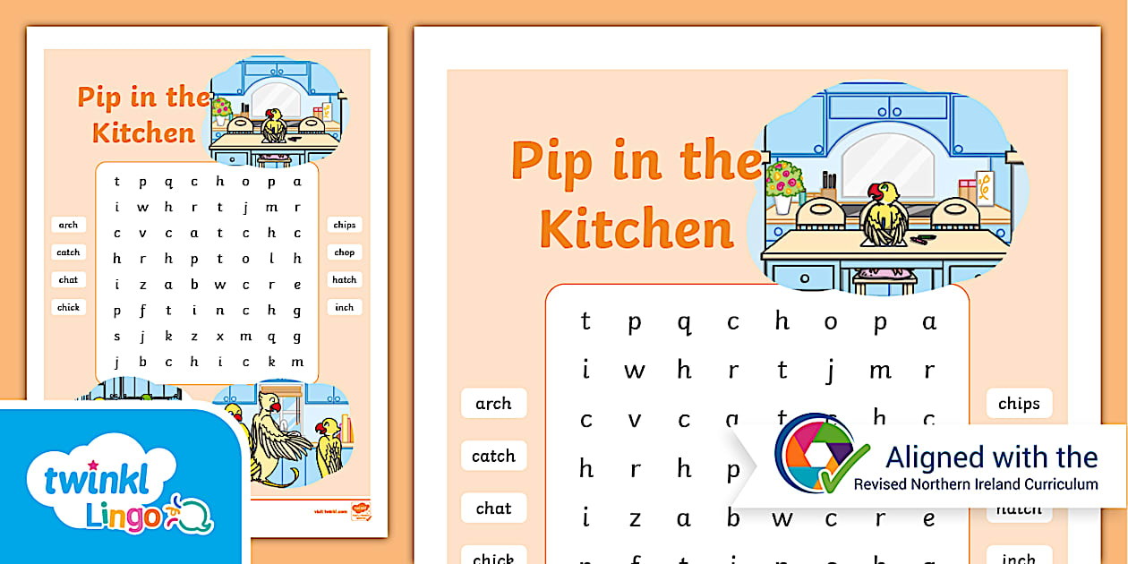 Pip in the Kitchen Phase 2 'ch/tch' Word Search - Twinkl