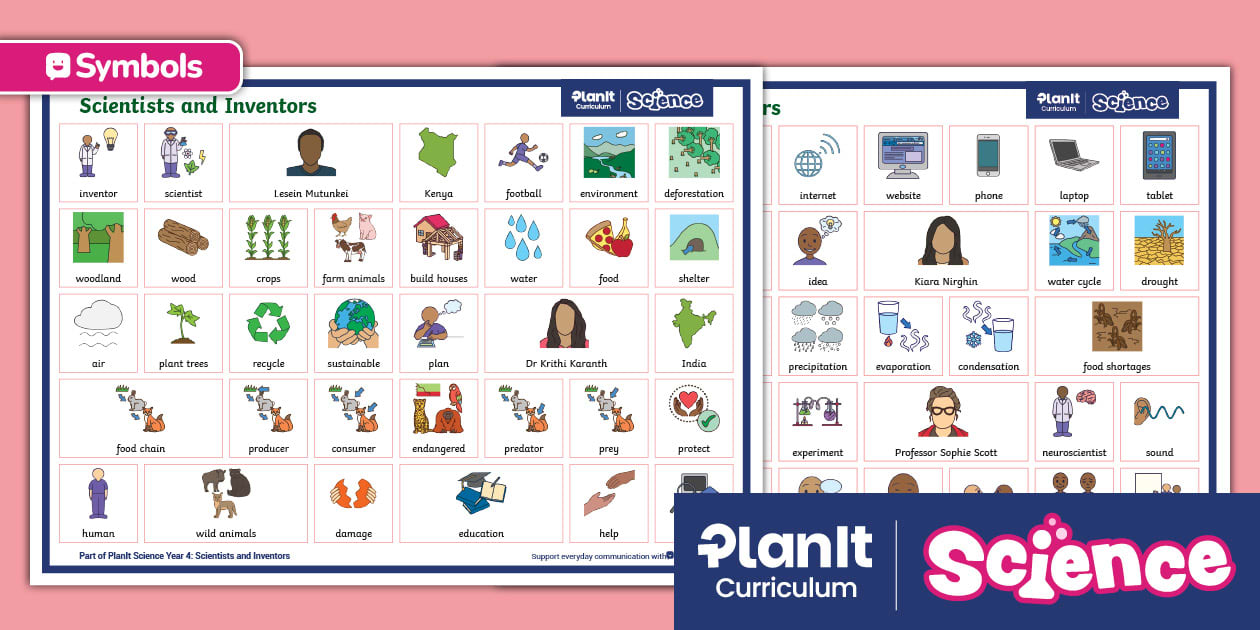 Twinkl Symbols: Scientists and Inventors: Year 4: AAC Mat
