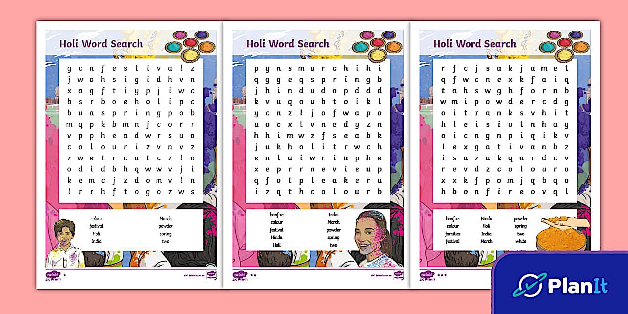 Year 3 HASS Celebrations around the World Holi Word Search
