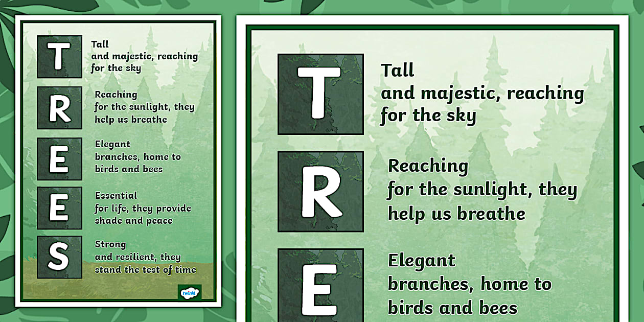 Trees Acrostic Poem Example (teacher made) - Twinkl
