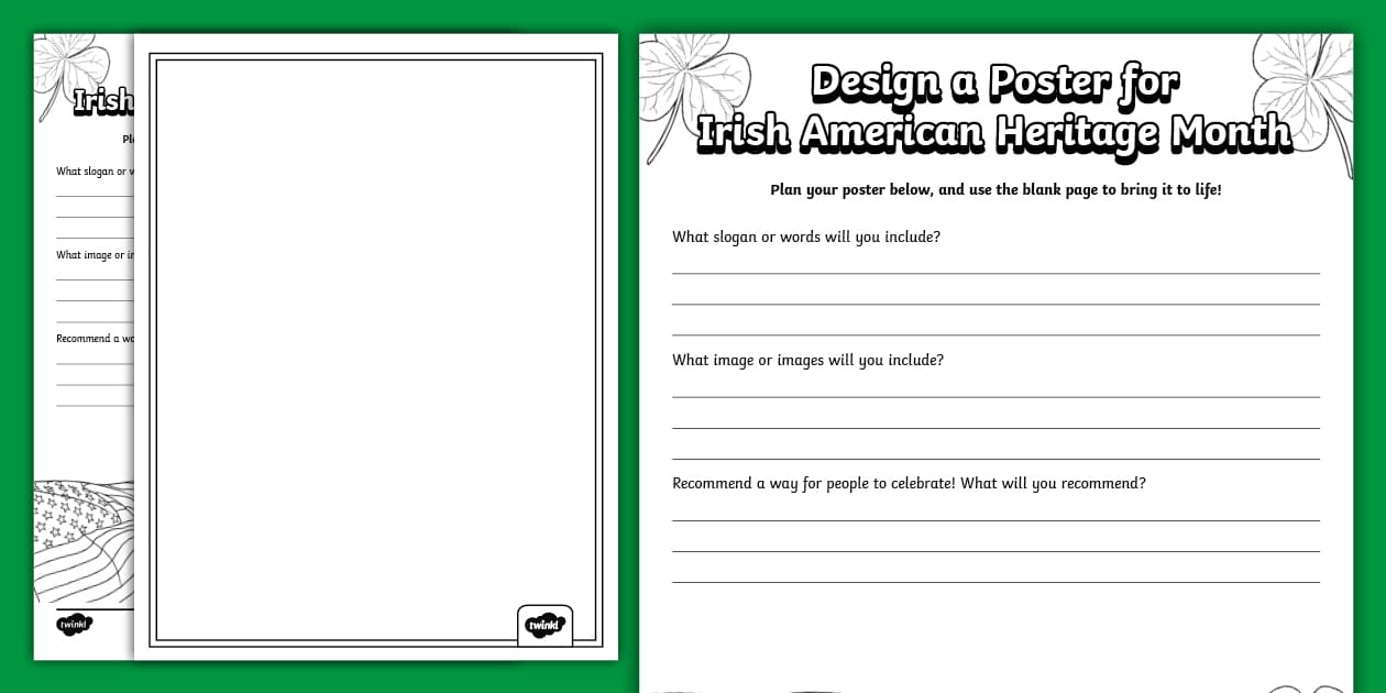 Design a Poster for Irish American Heritage Month - Twinkl