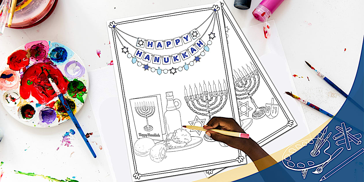 Happy Hanukkah Colouring Activity Poster (teacher made)