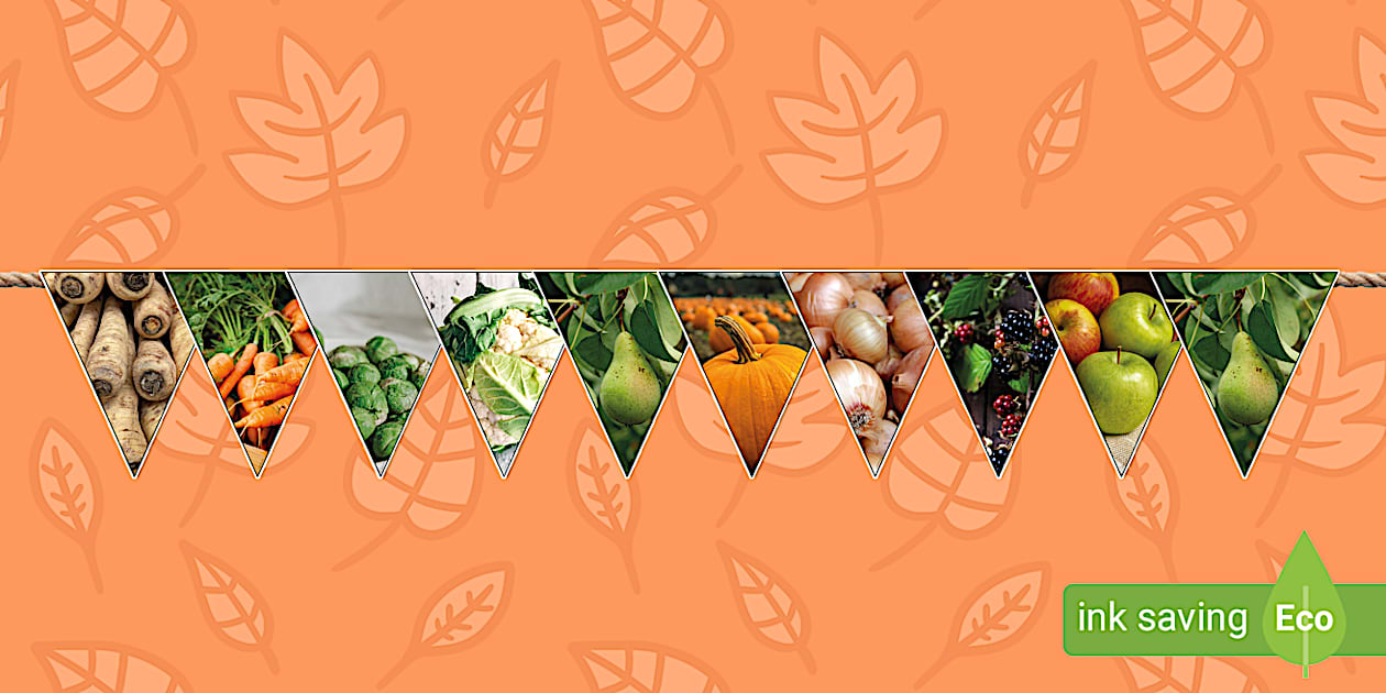 Autumn Fruit and Vegetable Photo Bunting (teacher made)
