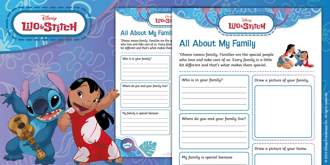 Lilo and Stitch Family Activity Sheet | All About Me