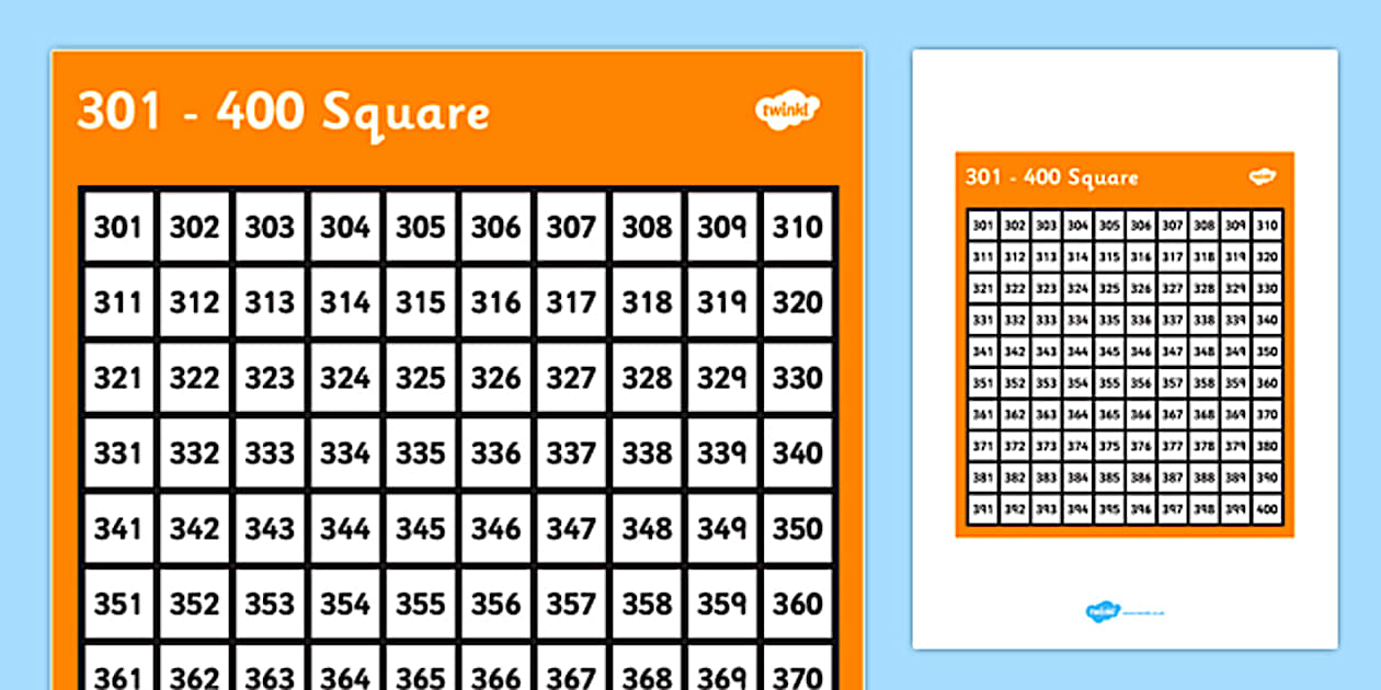 Black and White 301-400 Square (teacher made) - Twinkl