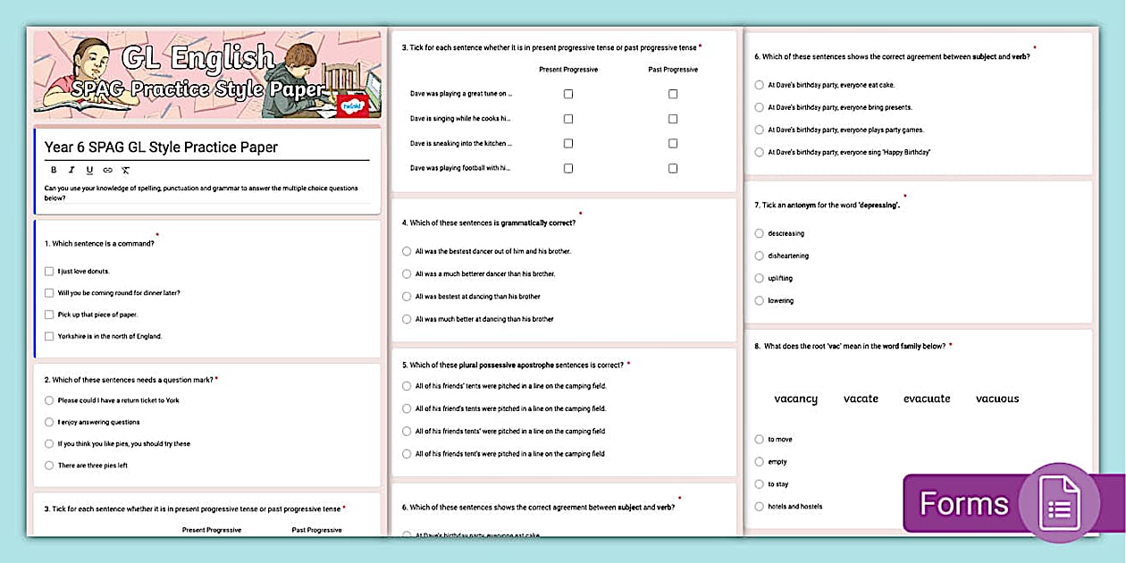 Year 6 SPAG GL Style Practice Paper (teacher made) - Twinkl