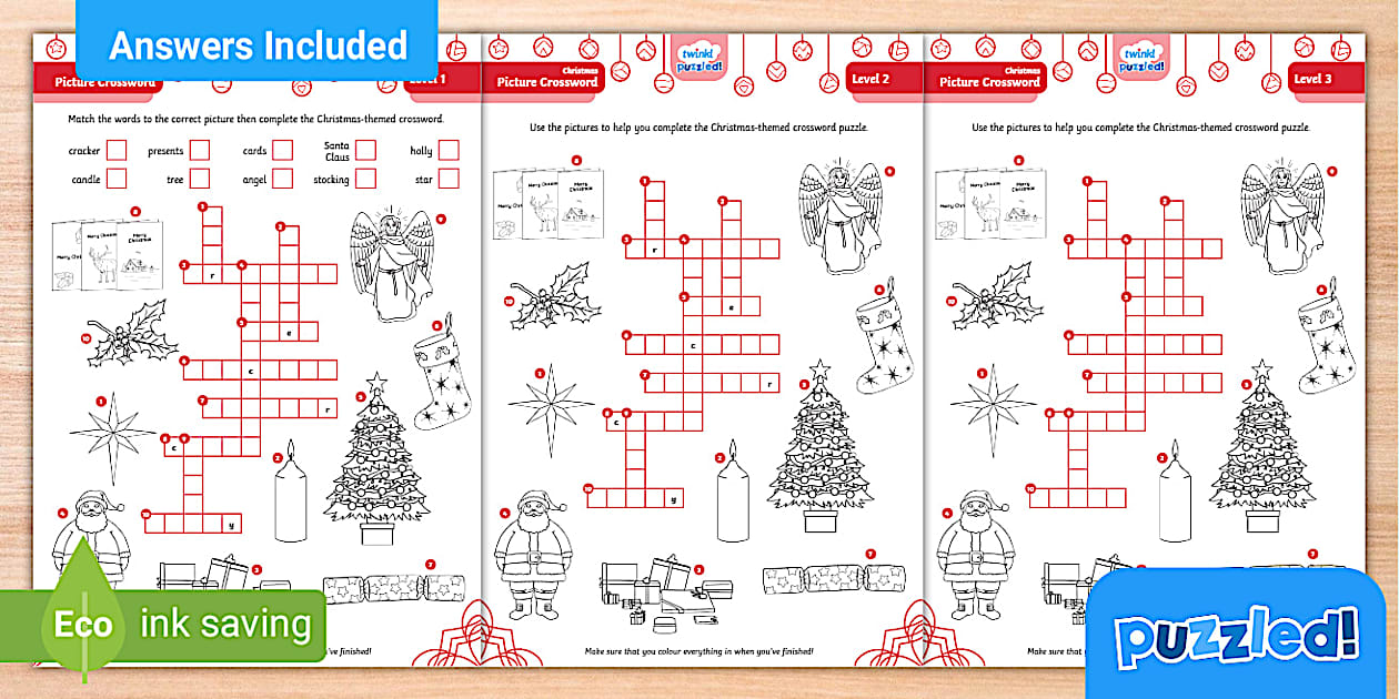 Fun Christmas crossword puzzle - Twinkl Puzzled - kids