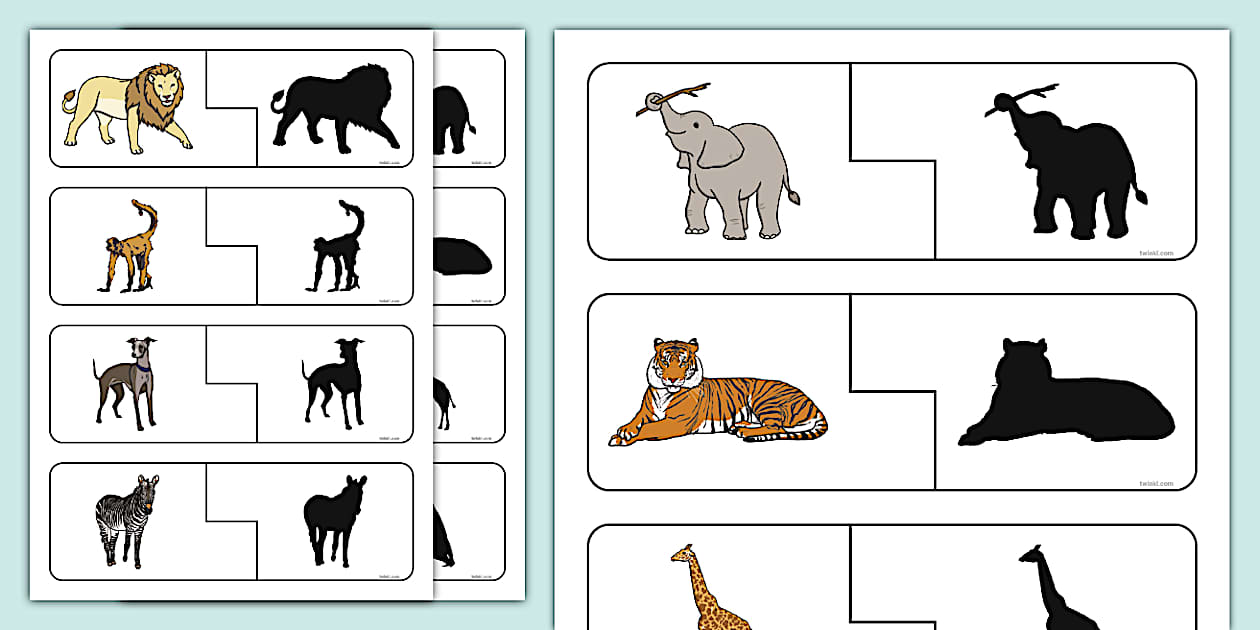 Animal Shadow Matching Puzzle (teacher made) - Twinkl