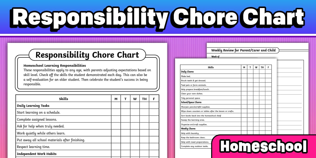 Homeschool Responsibility Chore Chart