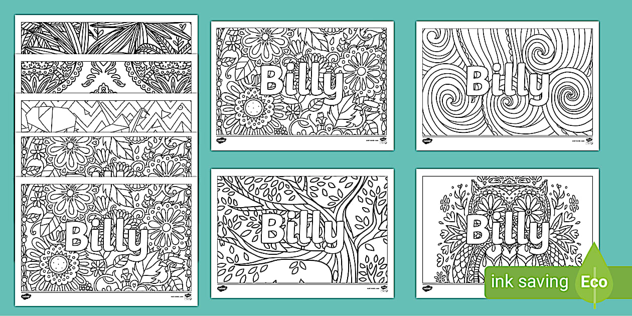 Billy Mindfulness Name Colouring Activity | Twinkl | KS1