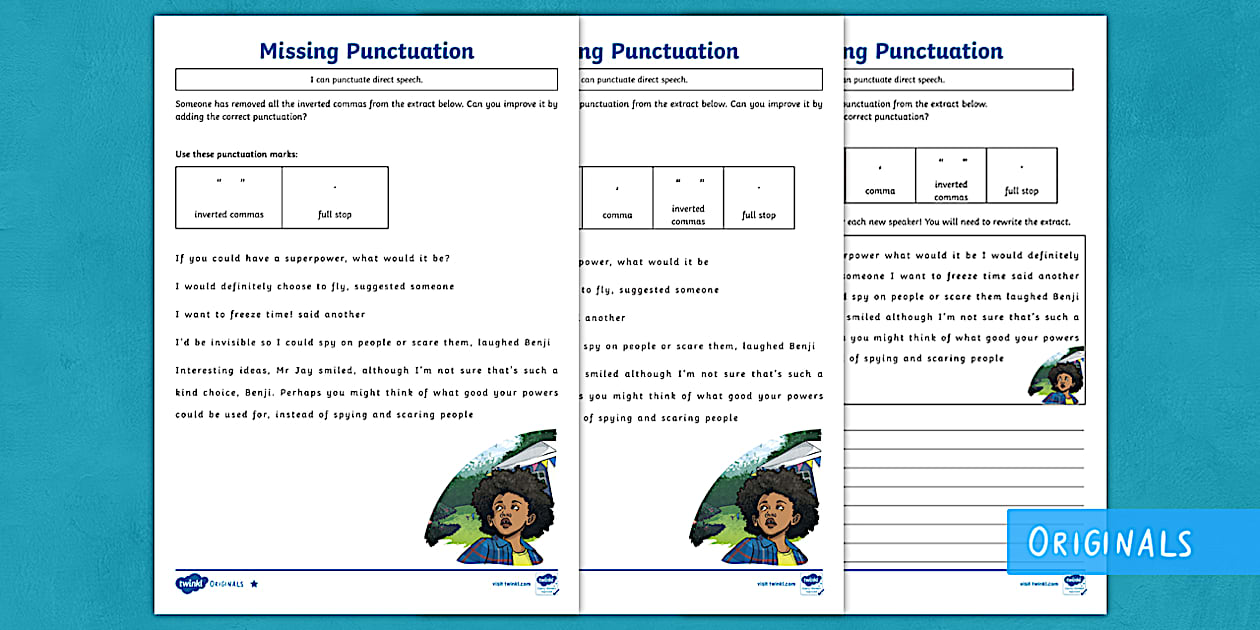 KS2 Superhero Story Speech Punctuation Differentiated Sheets