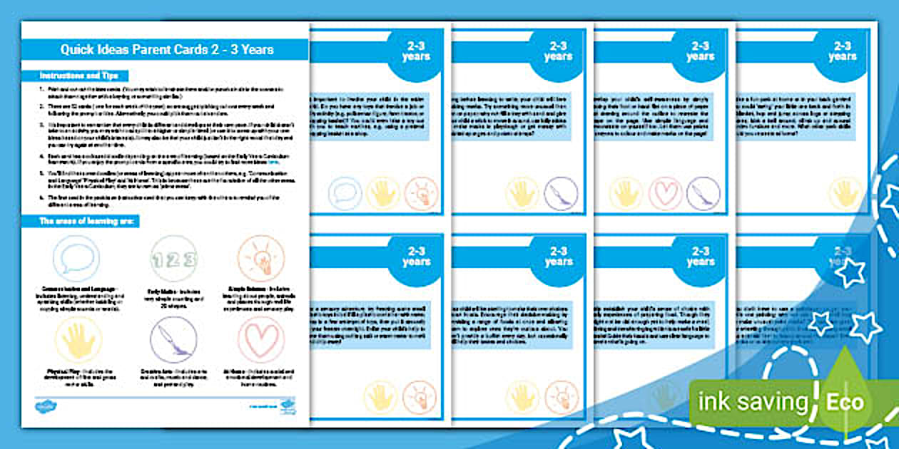 Quick Ideas Parent Cards 2 - 3 years (teacher made) - Twinkl