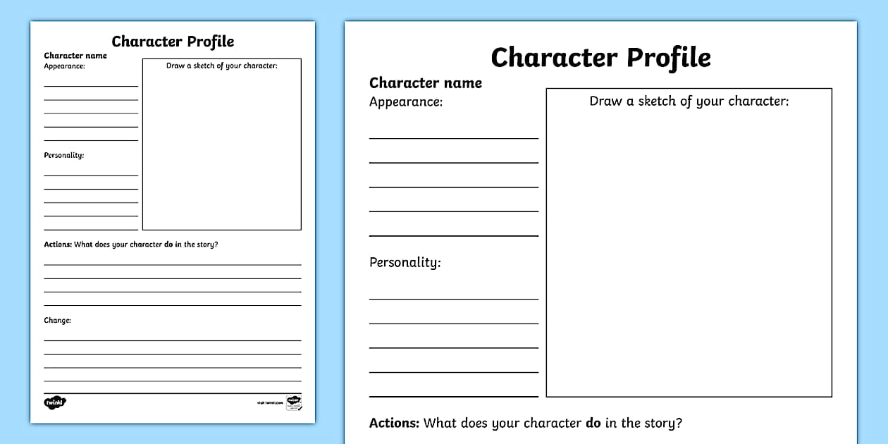 Character Profile Template | Primary Resources - Twinkl