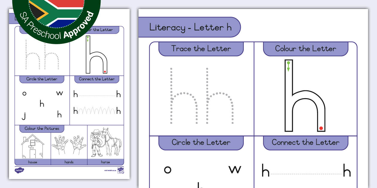 Preschool: Literacy: Letter h Worksheet