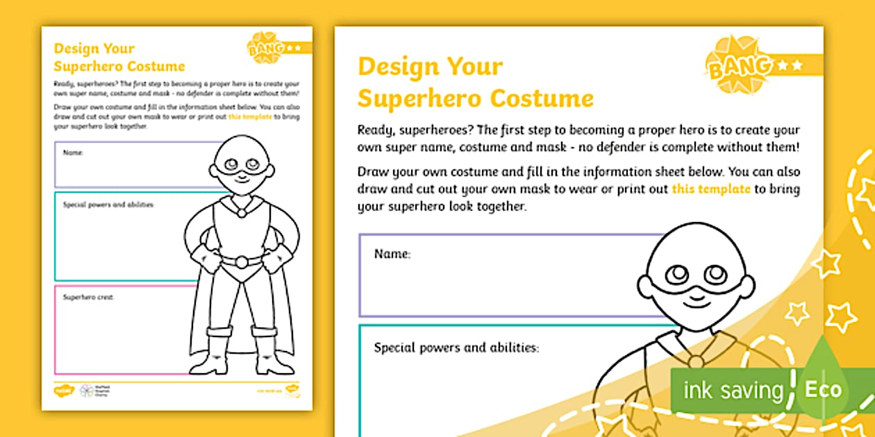 Design Your Superhero Costume Activity (teacher made)