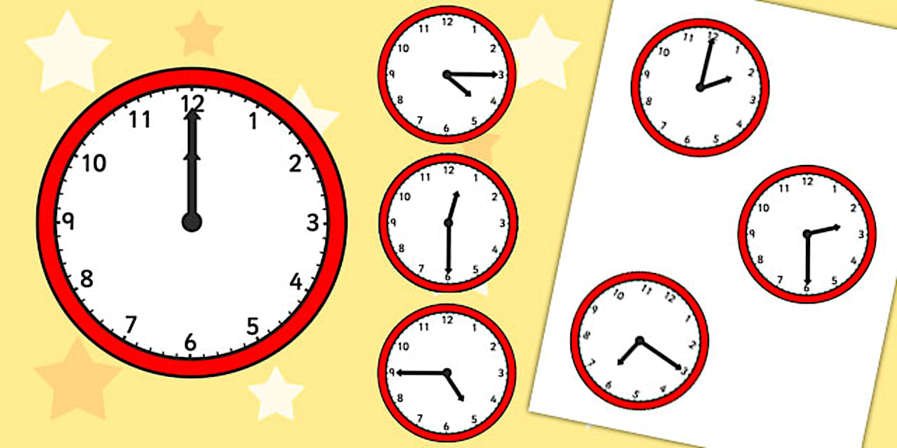Half Past, Quarter Past and O'Clock Analogue Clocks - Twinkl