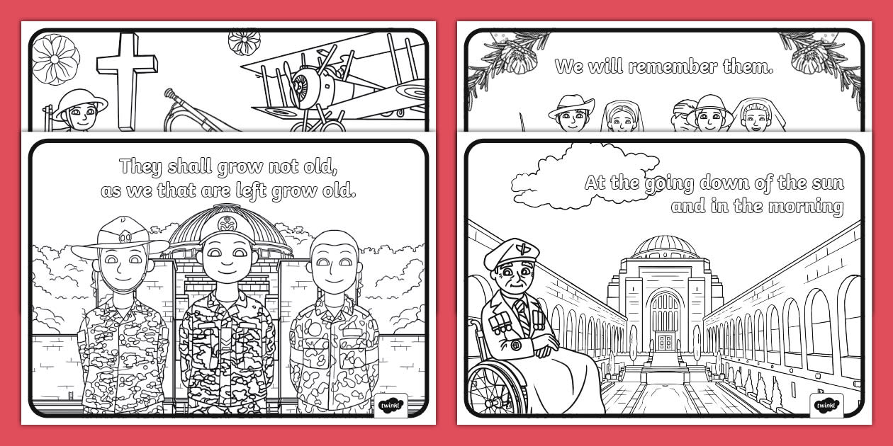 Anzac Day Ode Colouring Posters (teacher made) - Twinkl