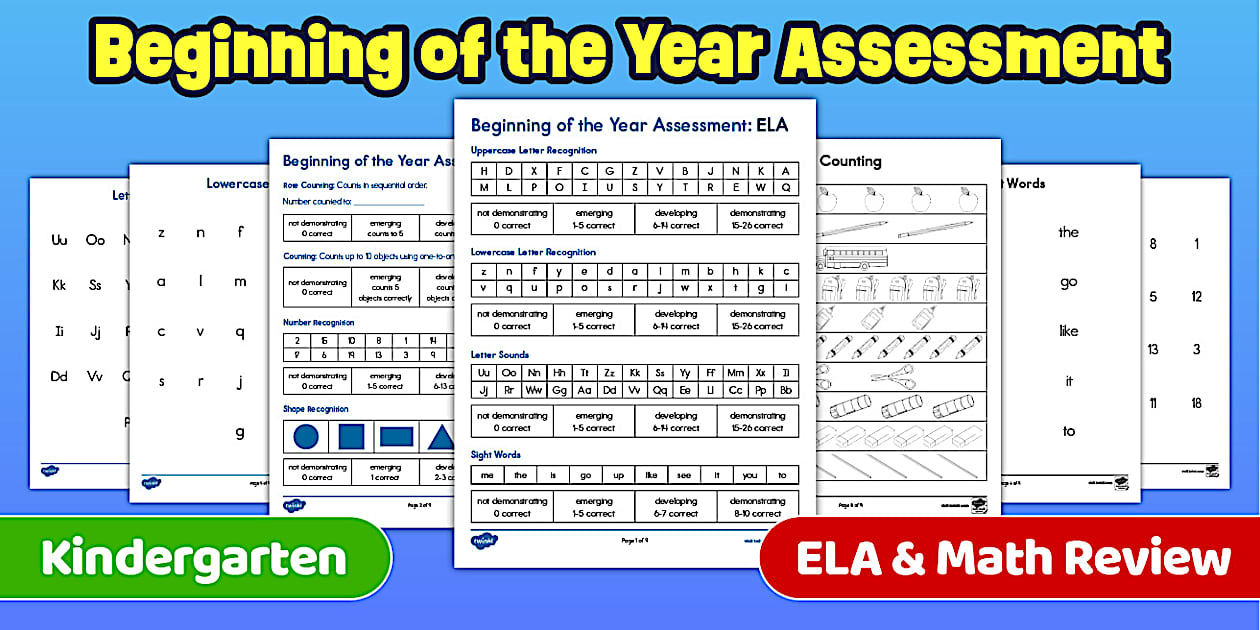 Beginning of the Year Assessment for Kindergarten | Twinkl