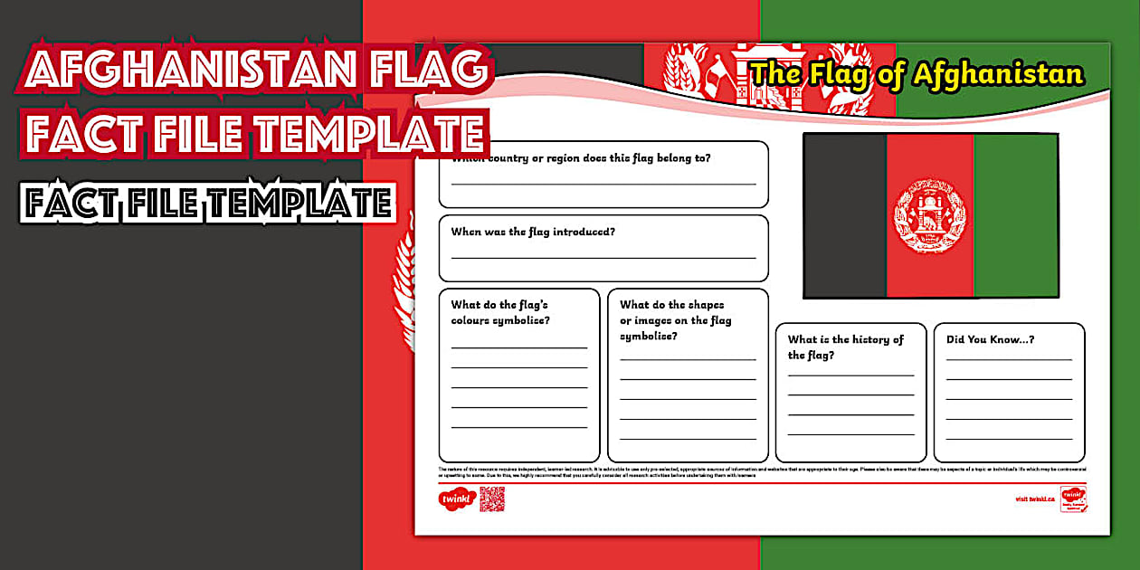 Afghanistan Flag Fact File Template