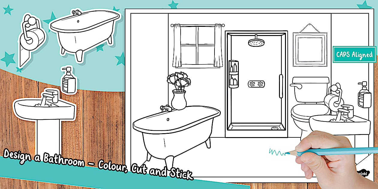 Design a Bathroom Colour, Cut and Stick Worksheet