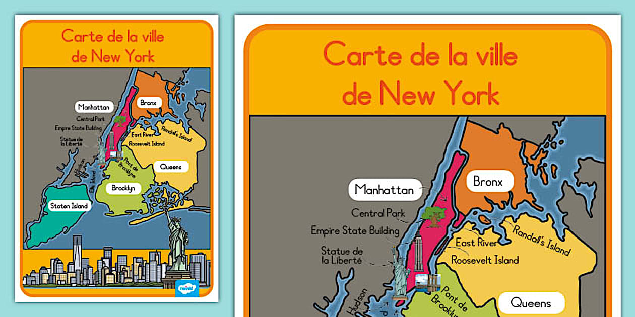 Carte de la ville de New York (l'enseignant a fait) - Twinkl
