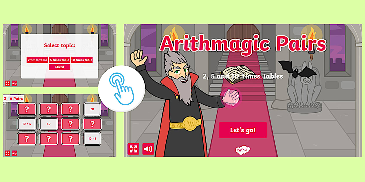Arithmagic Pairs 2, 5, 10 Times Tables Arithmetic Game