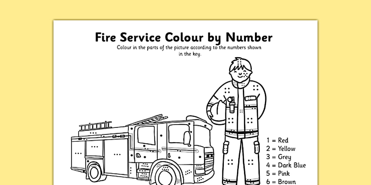 Fire Service Colour By Number Dots (teacher made) - Twinkl
