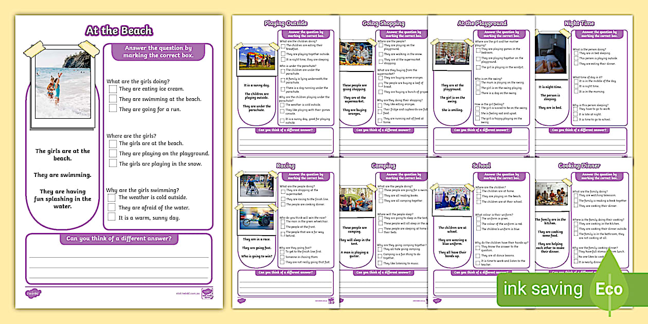 Comprehension Tasks (Multiple Choice: What, Where, Who, Why)