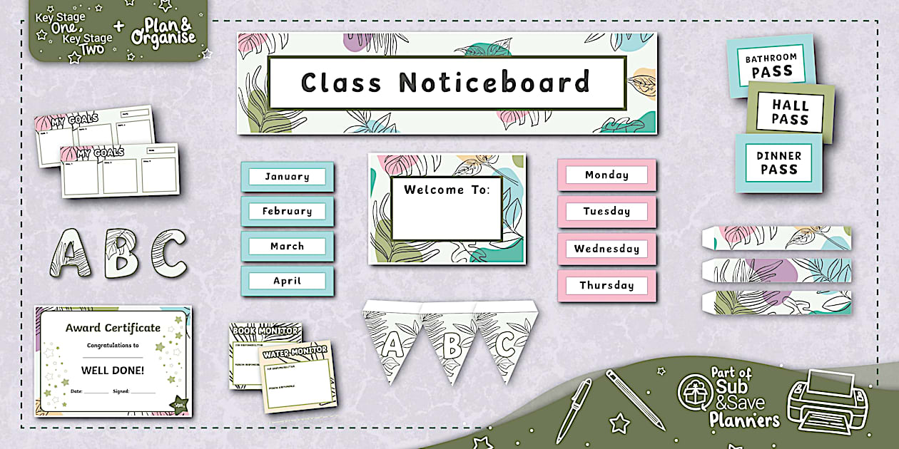 Primary Educators | KS1 & KS2 | Pastel Botanicals | Classroom Display Pack